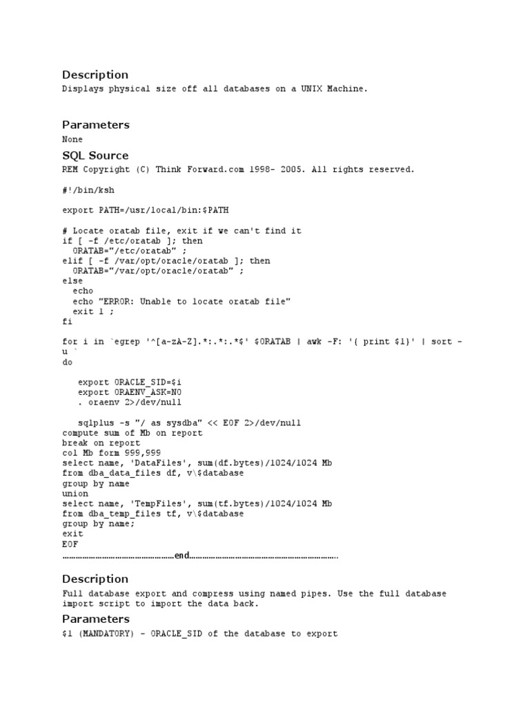Oracle Scripts | PDF