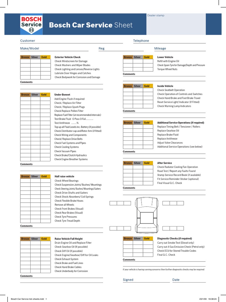 Bosch Car Service Sheet | Download Free PDF | Vehicles | Distributor