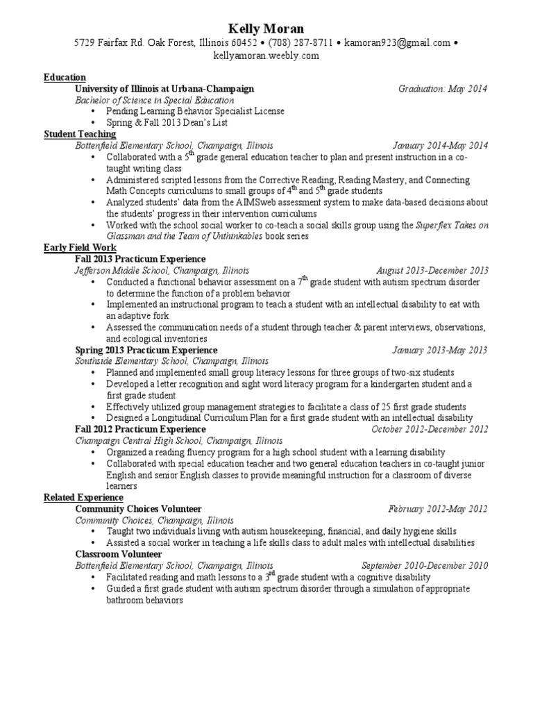 Moran Resume | PDF | Curriculum | University Of Illinois At Urbana ...