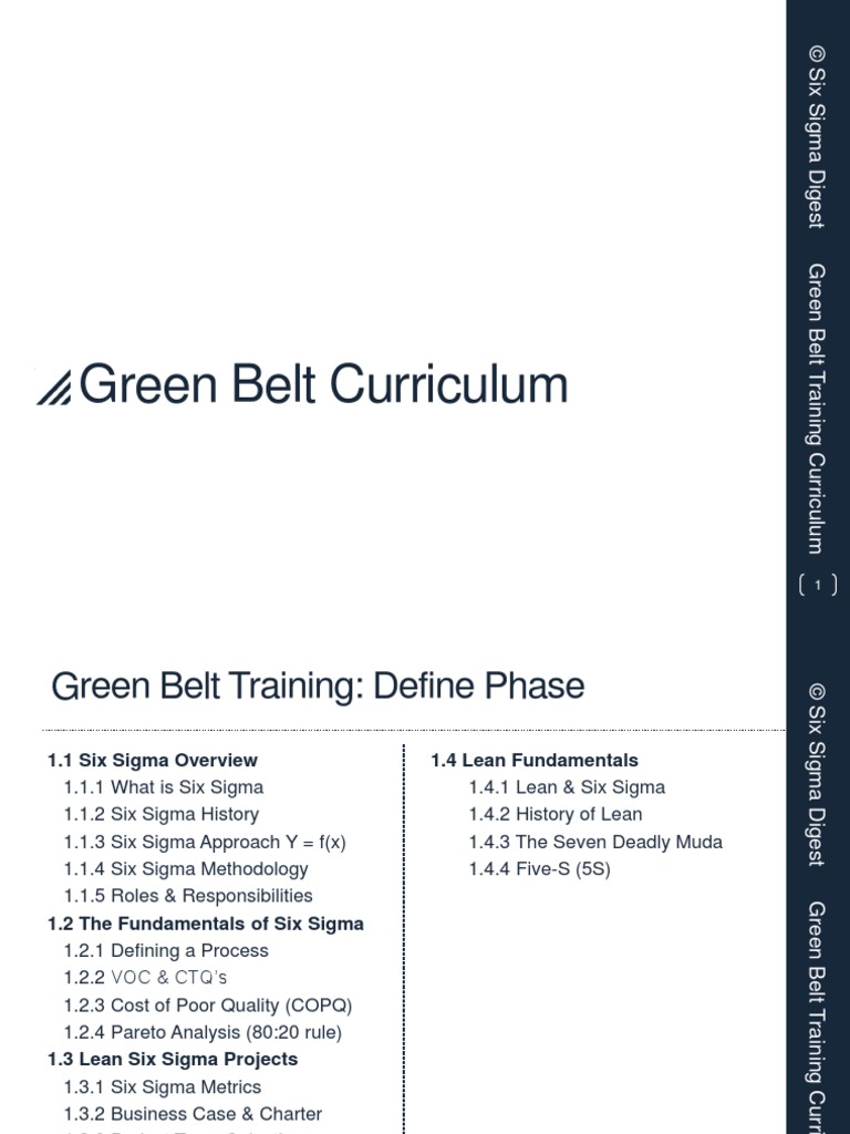 Lean Six Sigma Green Belt Curriculum | PDF | Six Sigma | Statistics