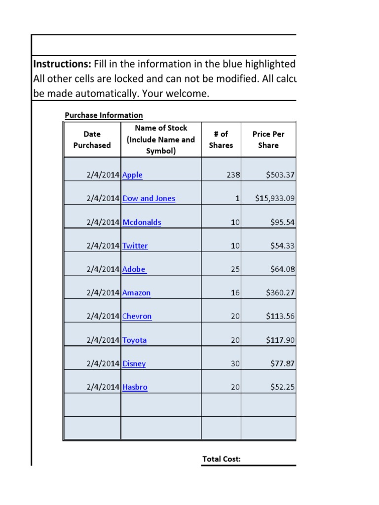 Stock Log Template | PDF
