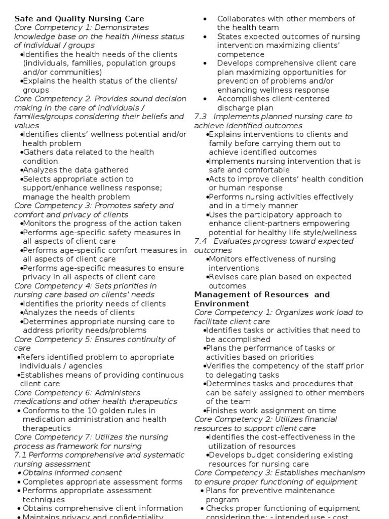 Core Competencies in Caregiving | PDF | Health Education | Nursing
