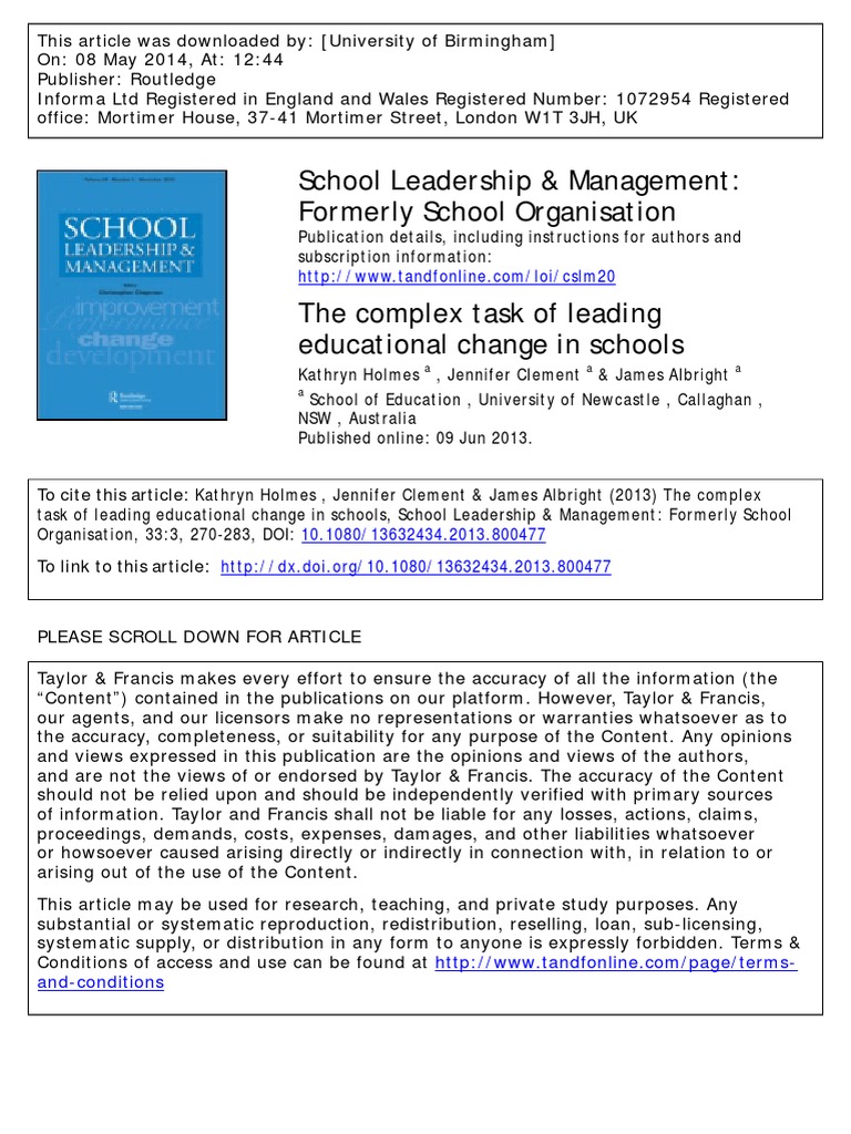 Managing Complex Change | PDF | Leadership | Goal