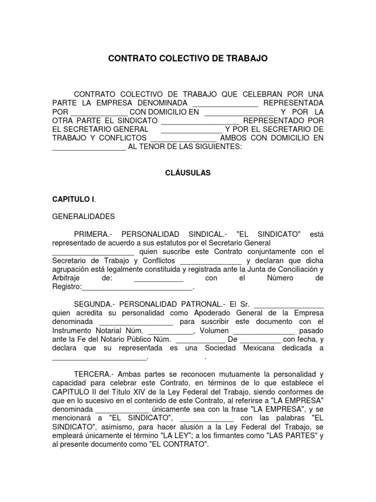 Contrato Colectivo de Trabajo | PDF