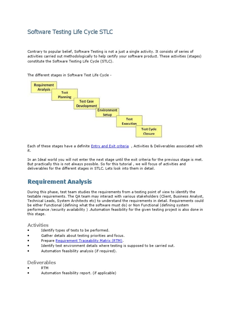 Software Testing Life Cycle STLC | PDF | Software Testing | Production ...