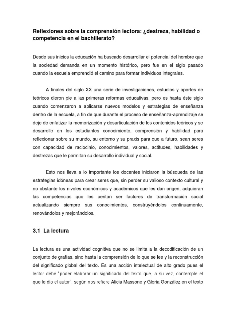 Reflexiones Sobre La Comprensión Lectora | PDF | Comprensión lectora ...