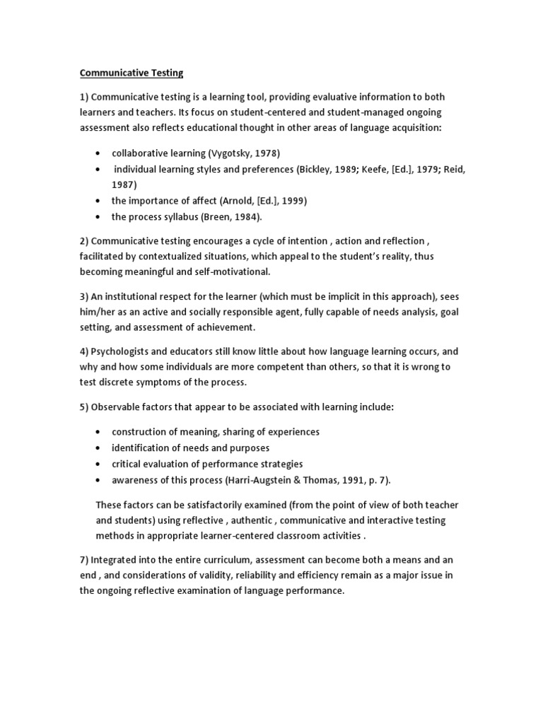 Communicative and Performance-Based Testing | PDF | Educational ...