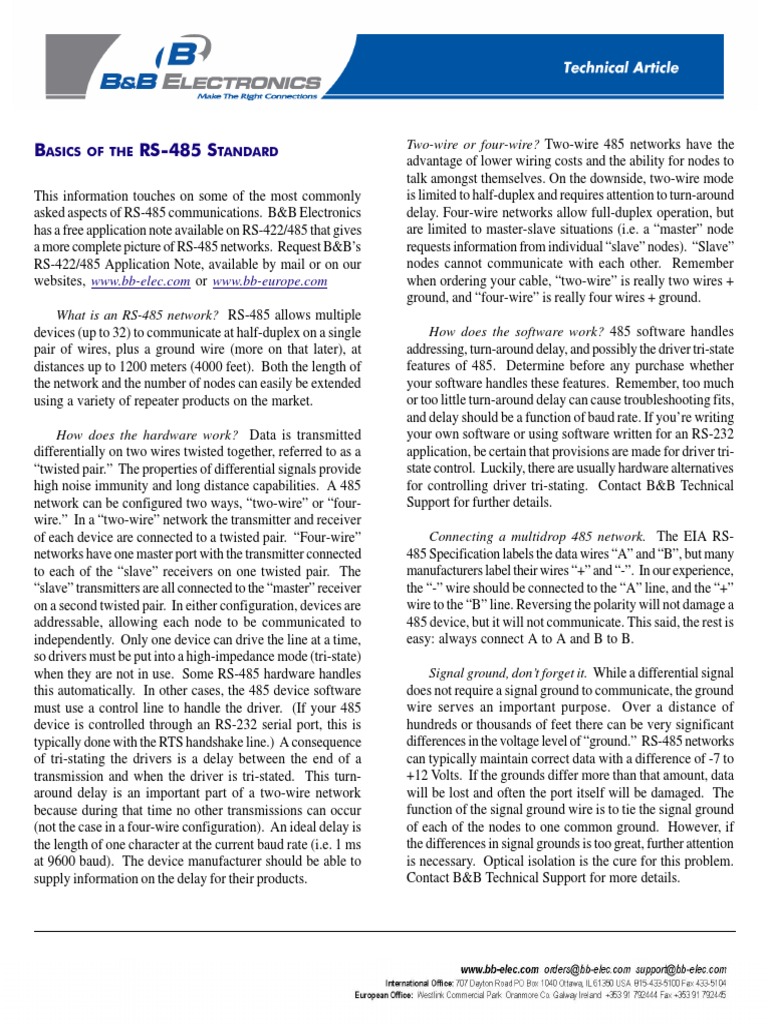 Basics of The RS 485 Standard | Download Free PDF | Computer Networking ...