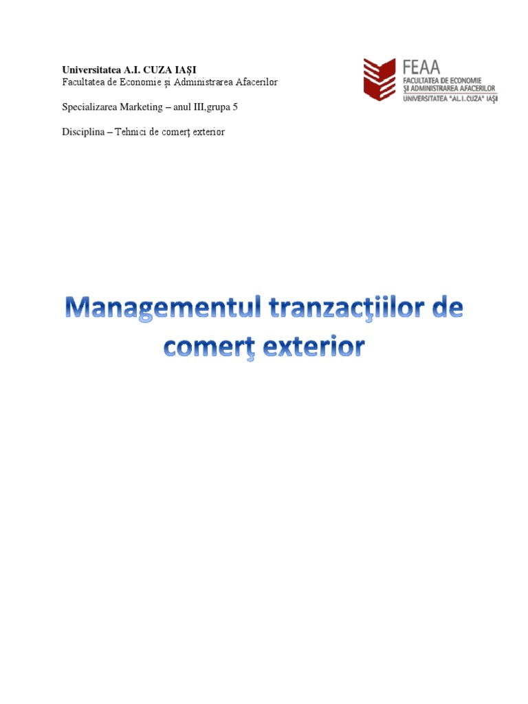 Proiect - Managementul Tranzactiilor de Comert Exterior 2 | PDF