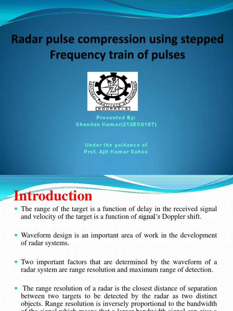 Radar pulse compression using stepped Frequency train of pulses | Radar ...