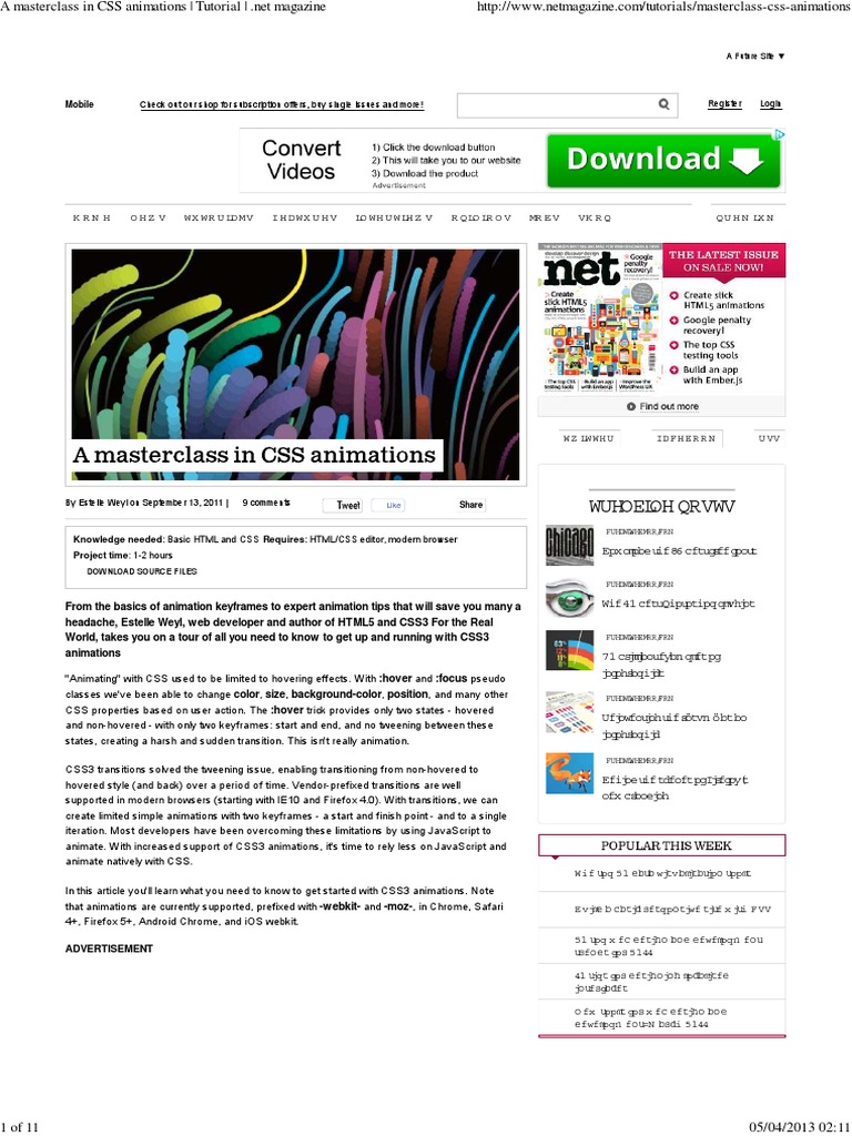 Tutorial - A Masterclass in CSS Animations | PDF | Cascading Style ...