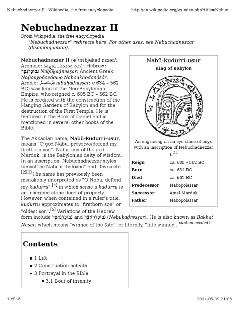 Nebuchadnezzar II | PDF | Nebuchadnezzar Ii | Shadrach, Meshach, And ...