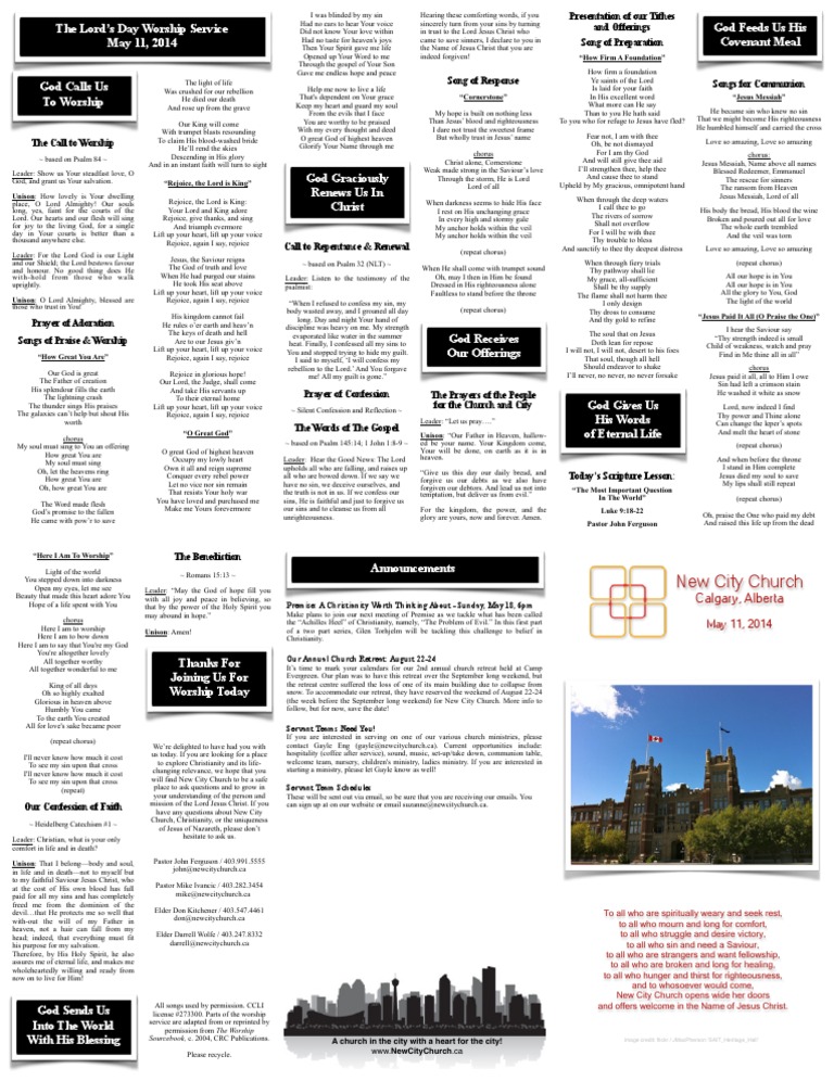 Worship Service Outline and Songs | PDF | Confession (Religion) | Sin