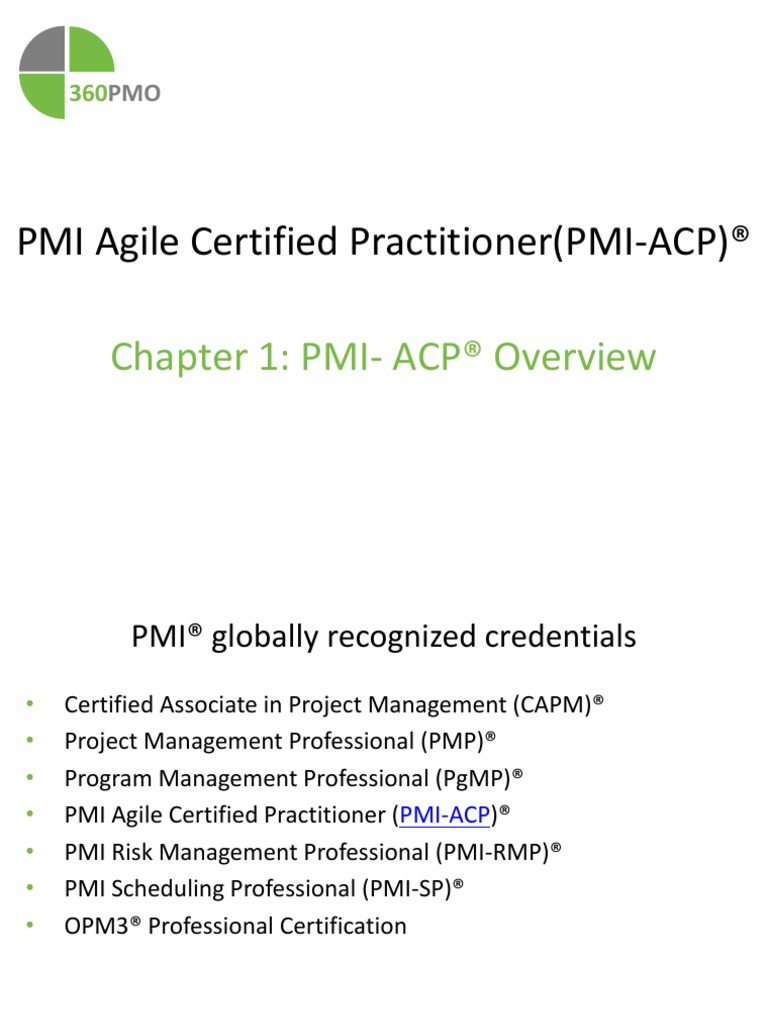 PMI ACP Certifcation Overview | PDF | Project Management Professional ...