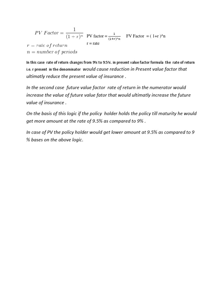 Impact of FV and PV Factors on Insurance | PDF | Finance & Money ...