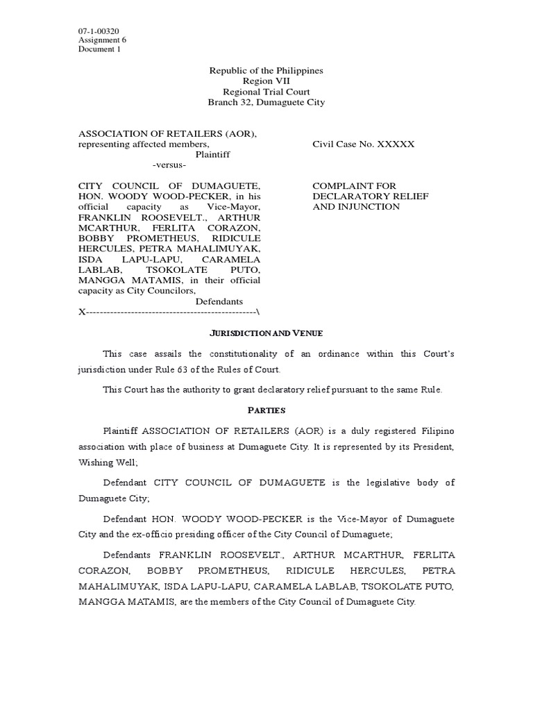 Declaratory Relief and Injunction Form | PDF | Declaratory Judgment ...