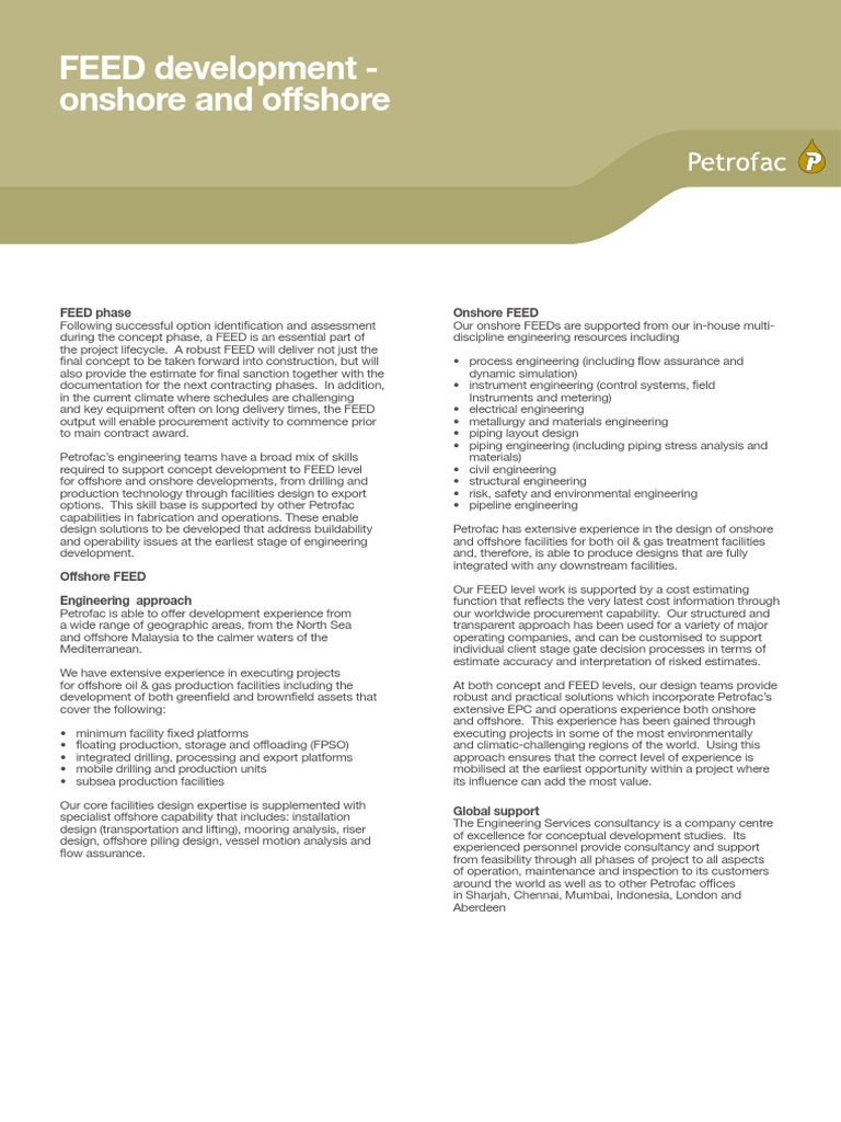 06 FEED Development - Onshore and Offshore | PDF | Offshore Drilling ...