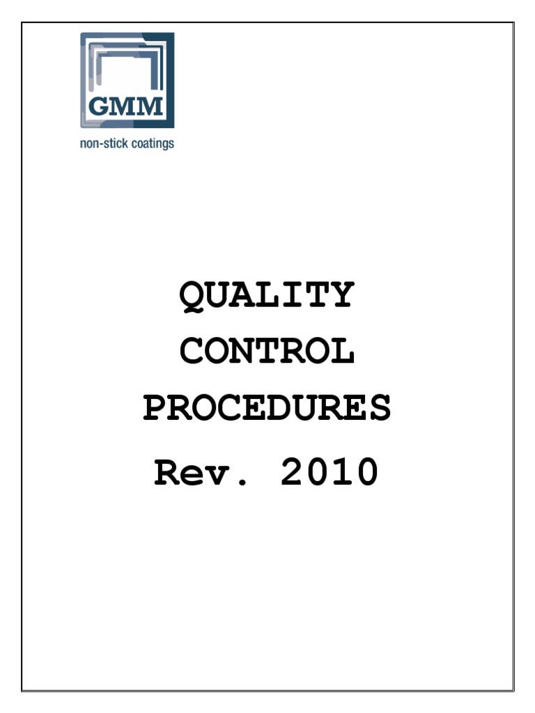 GMM QC Procedure Manual | PDF | Cookware And Bakeware | Wear