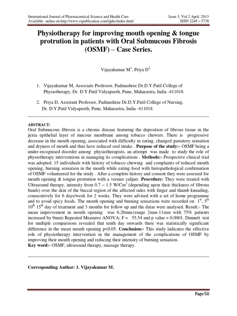 Physiotherapy For Improving Mouth Opening & Tongue Protrution in ...