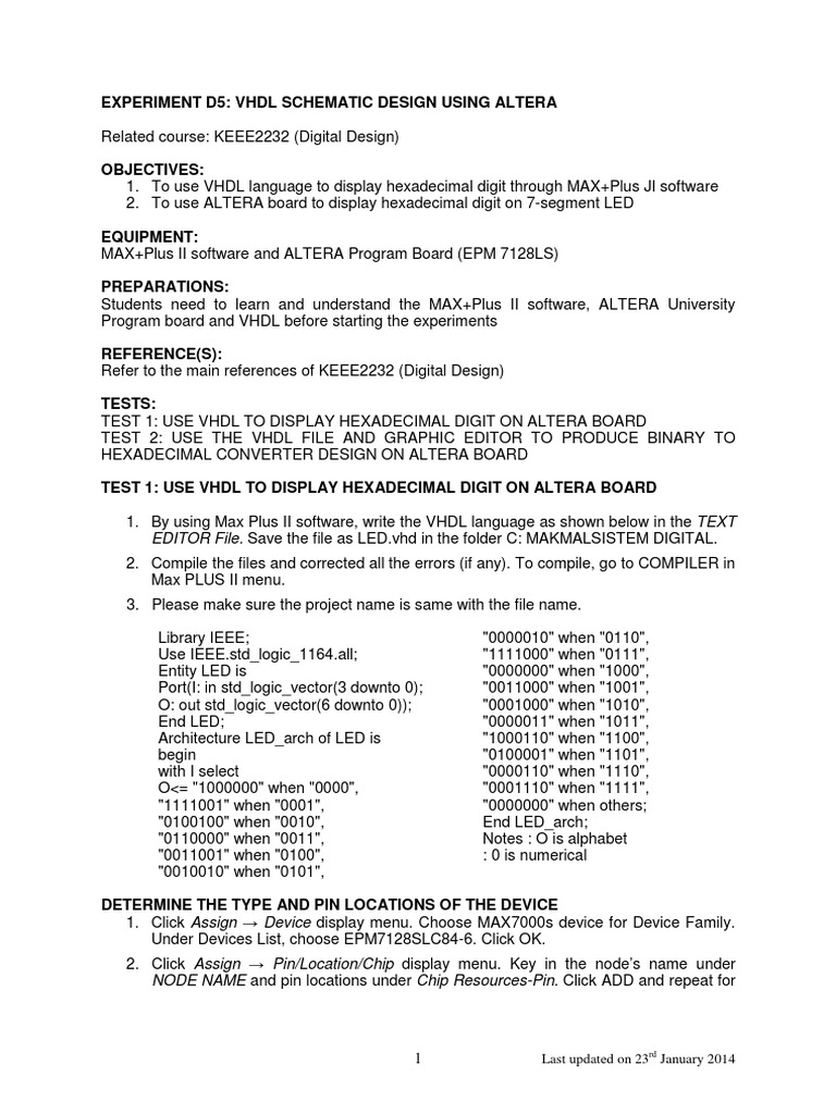 01 Schematic Design and VHDL Using Altera | PDF | Vhdl | Input/Output