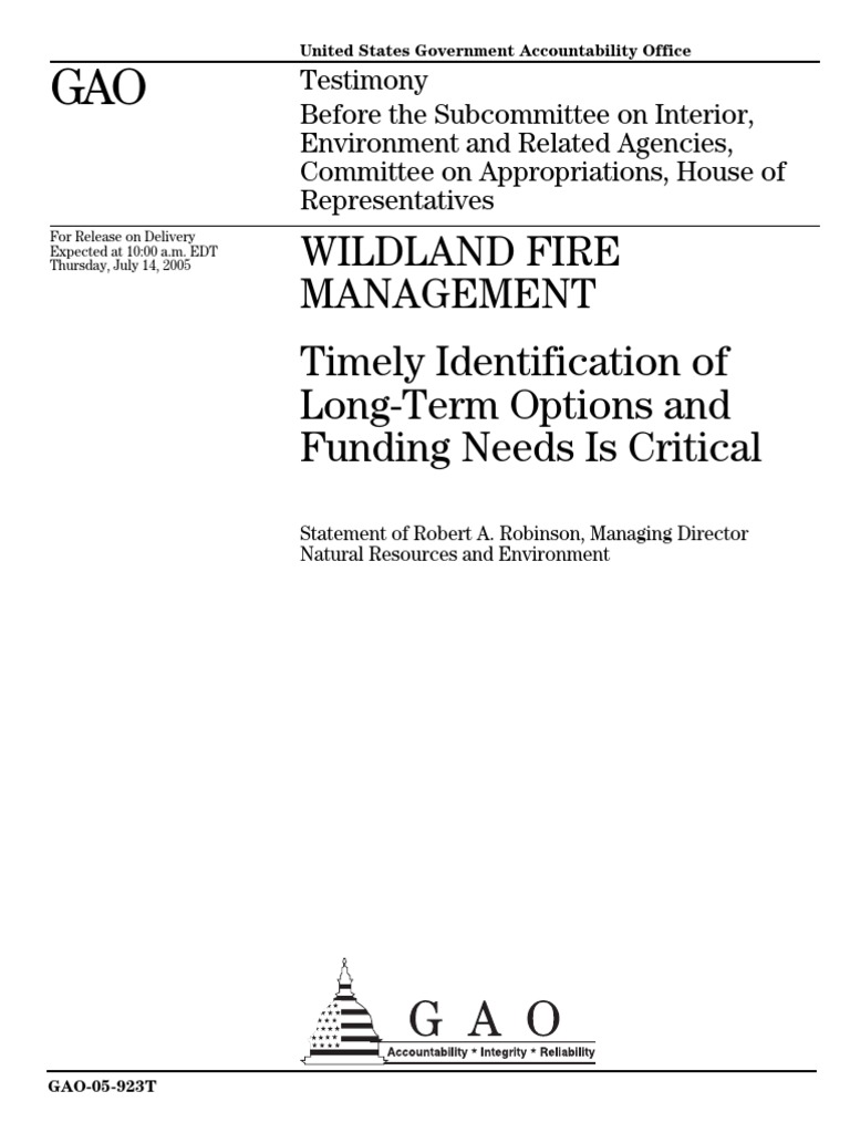Wildland Fire Managment | PDF | Wildfire | Government Accountability Office
