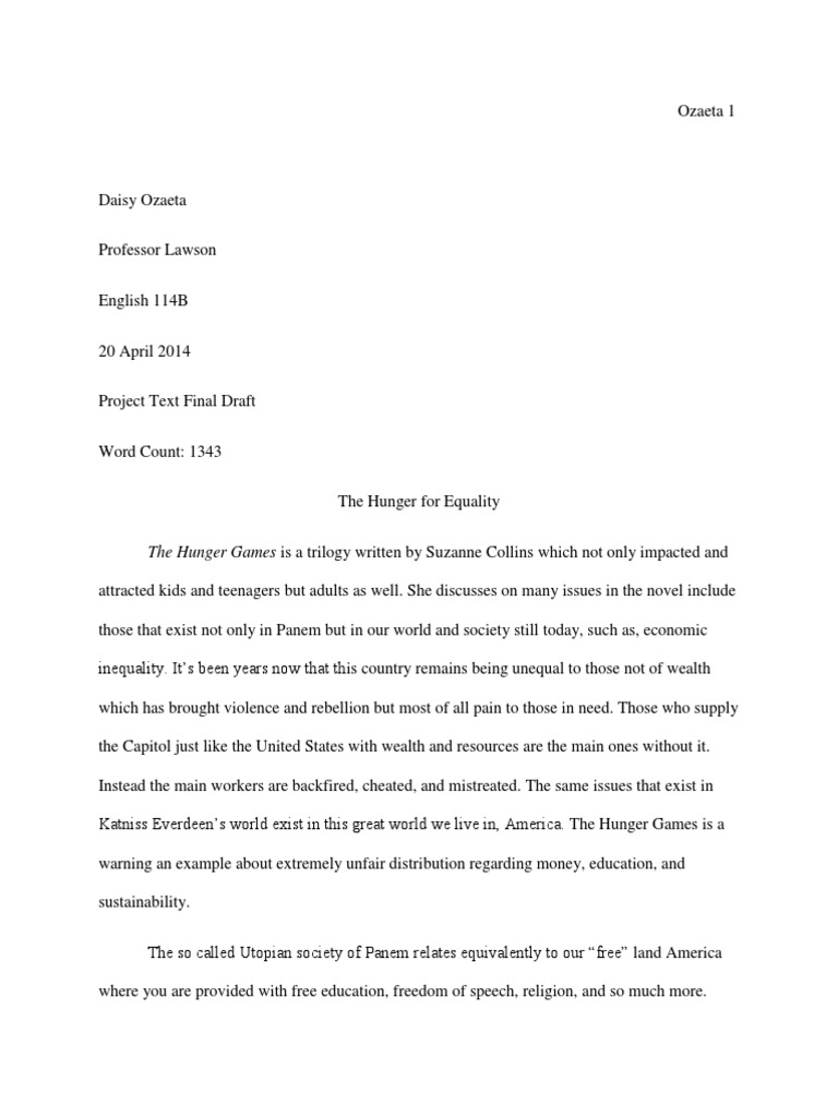 The Hunger Games Draft | PDF | The Hunger Games | Economic Inequality