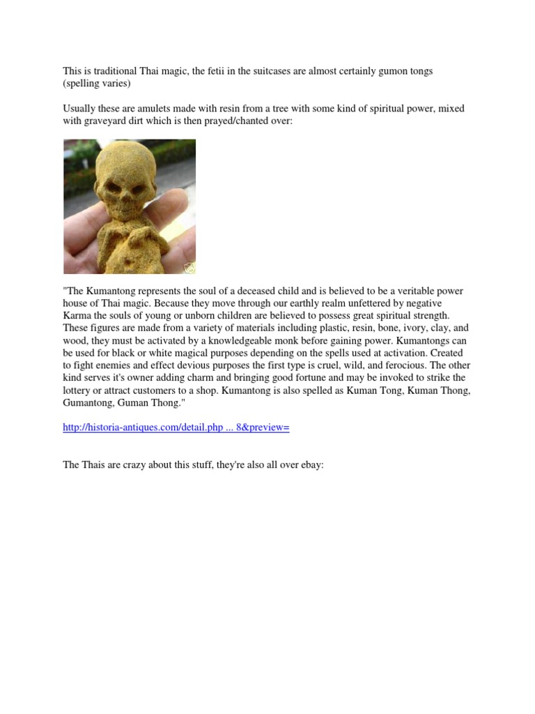 An Exploration of Thai Magical Amulets Known as Kumantong or Gumantong ...