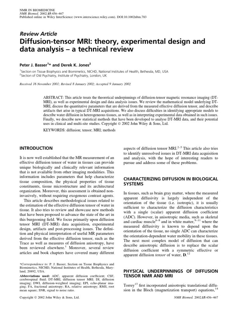 Basser DTI Theory | PDF | Magnetic Resonance Imaging | Teaching Mathematics