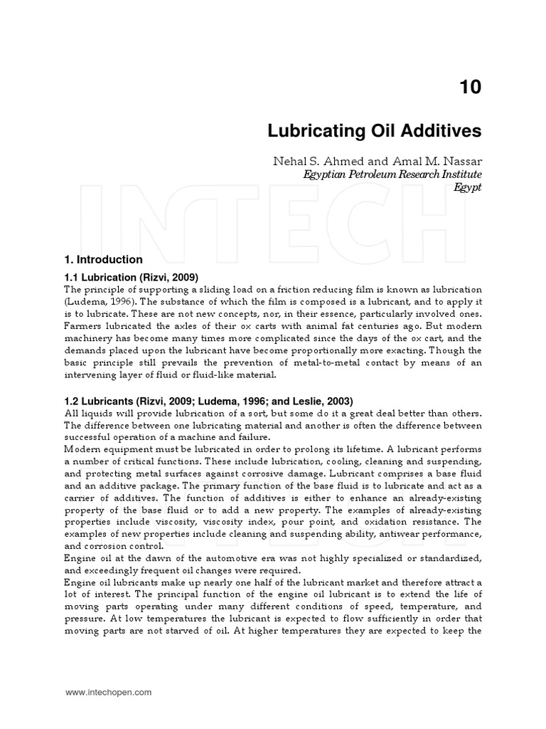 Lubricating Oil Additives Overview | PDF | Lubricant | Motor Oil
