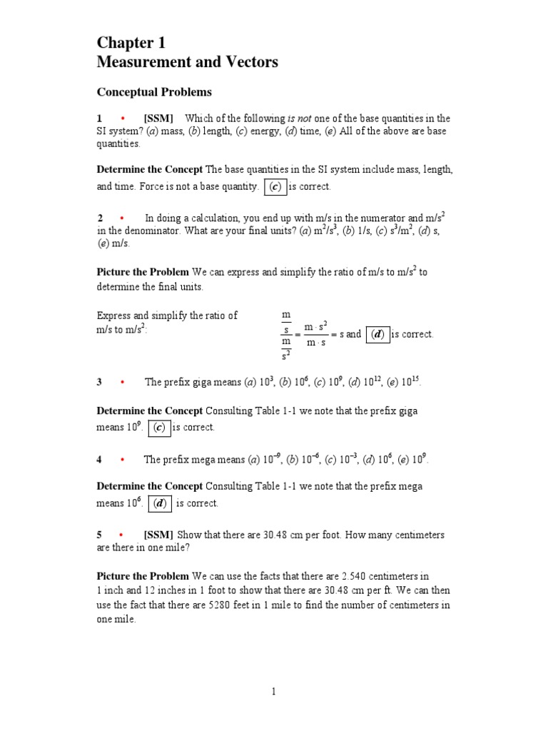Measurement and Vectors: Conceptual Problems | PDF | Euclidean Vector | Physics