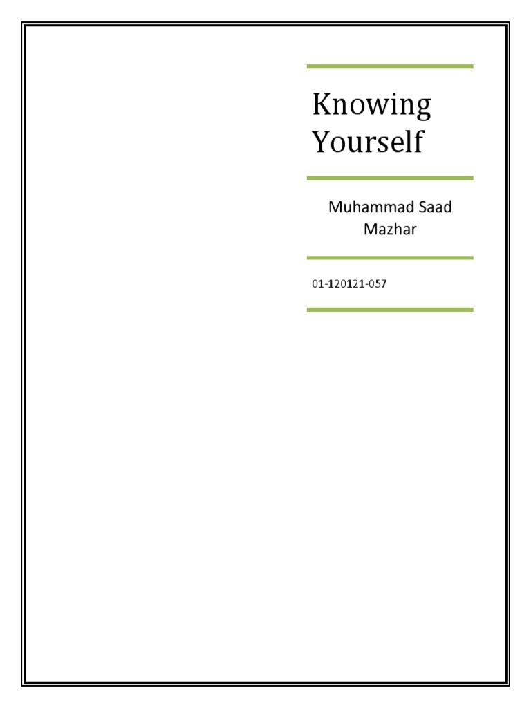 Knowing Yourself: Muhammad Saad Mazhar | PDF