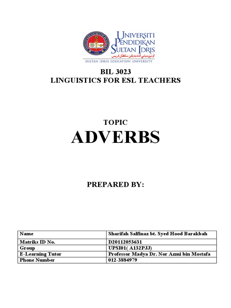 Adverbs: in Liinguistic Perspective | PDF | Adverb | Adjective