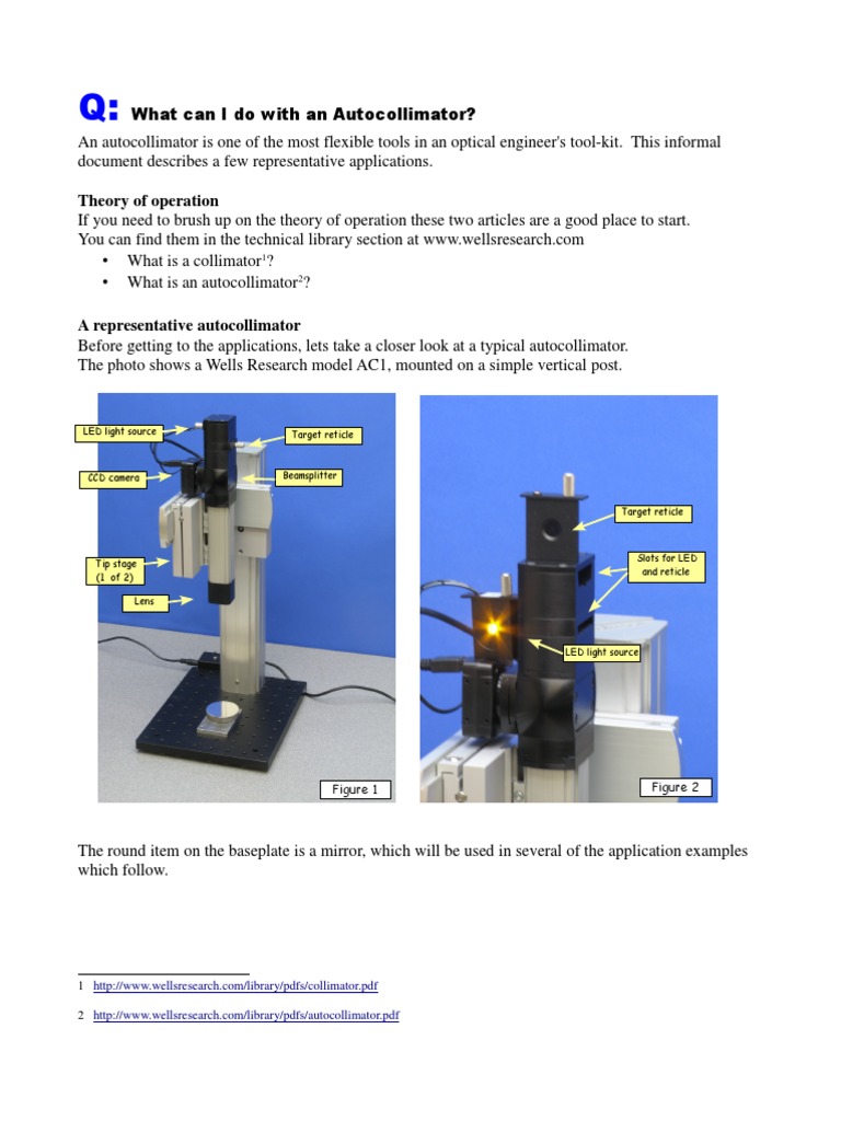 Autocollimator Applications | PDF | Aperture | Lens (Optics)