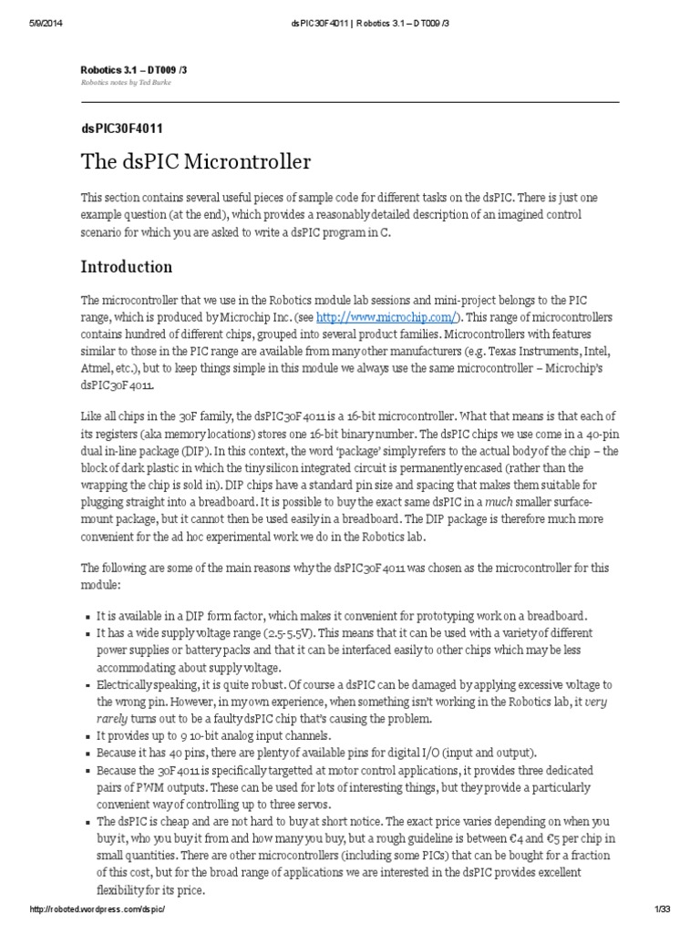 Robotics Microcontroller Guide | PDF | Pic Microcontroller | Analog To Digital Converter