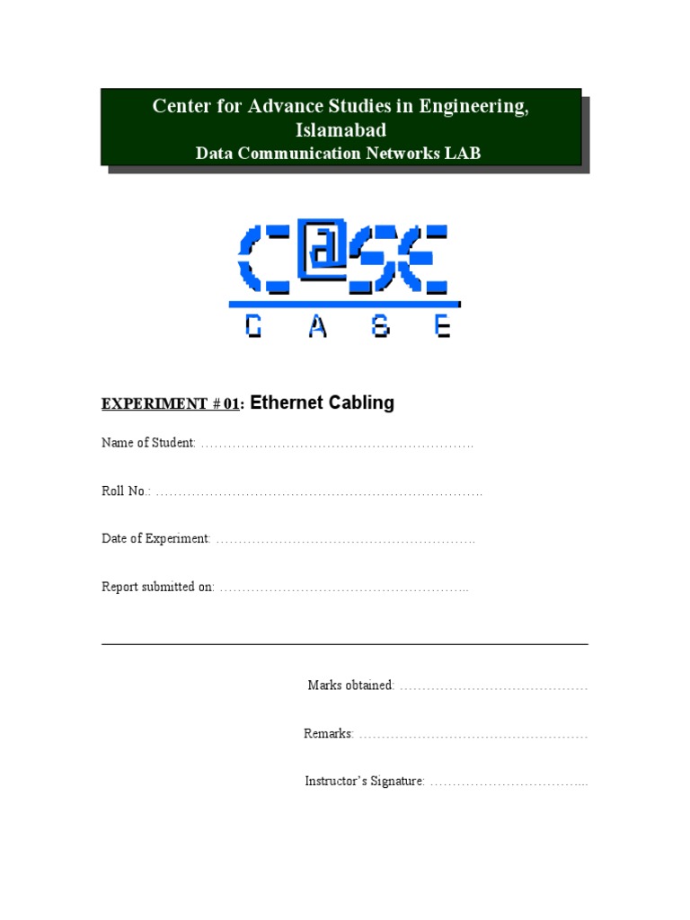 Lab 1 Ethernet Cabling Pdf Cable Electrical Connector