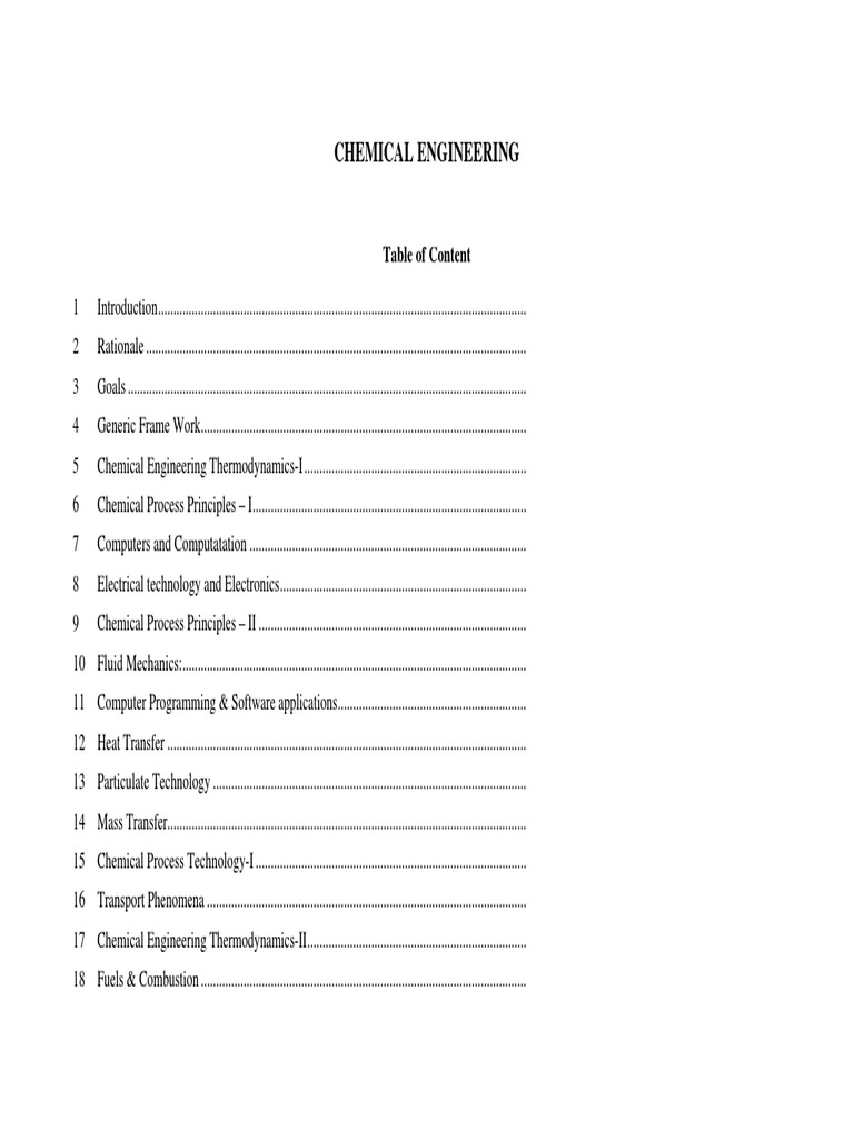 Chemical Engineering: Table of Content | Download Free PDF | Fluid ...
