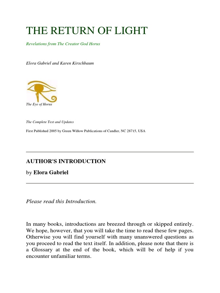 The Return of Light | PDF | Horus | Nature