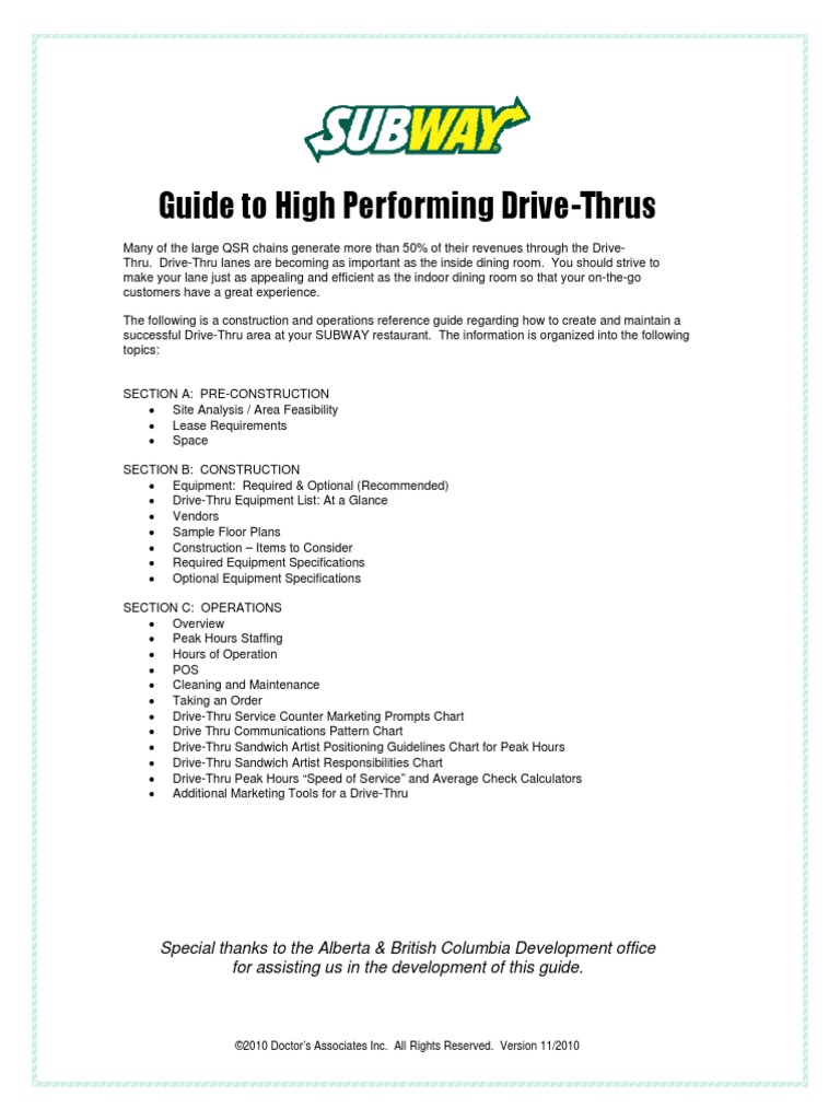 Drive Thru Guide | PDF | Point Of Sale | Traffic