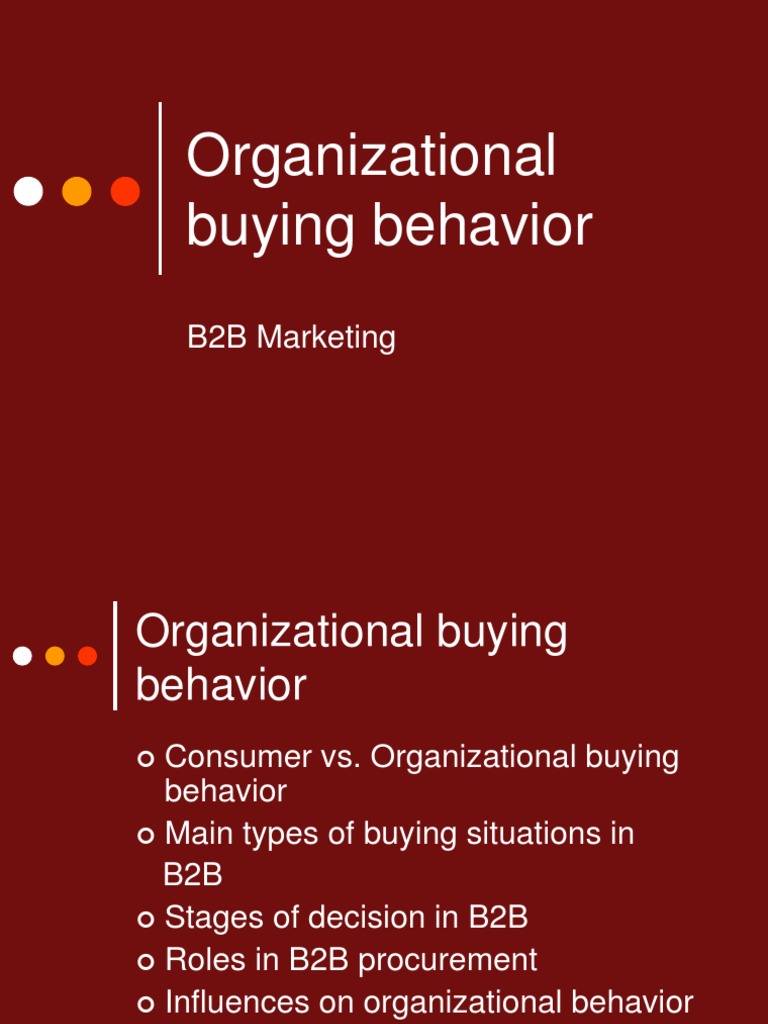 Organizational Buying Behavior Pdf Procurement Behavior