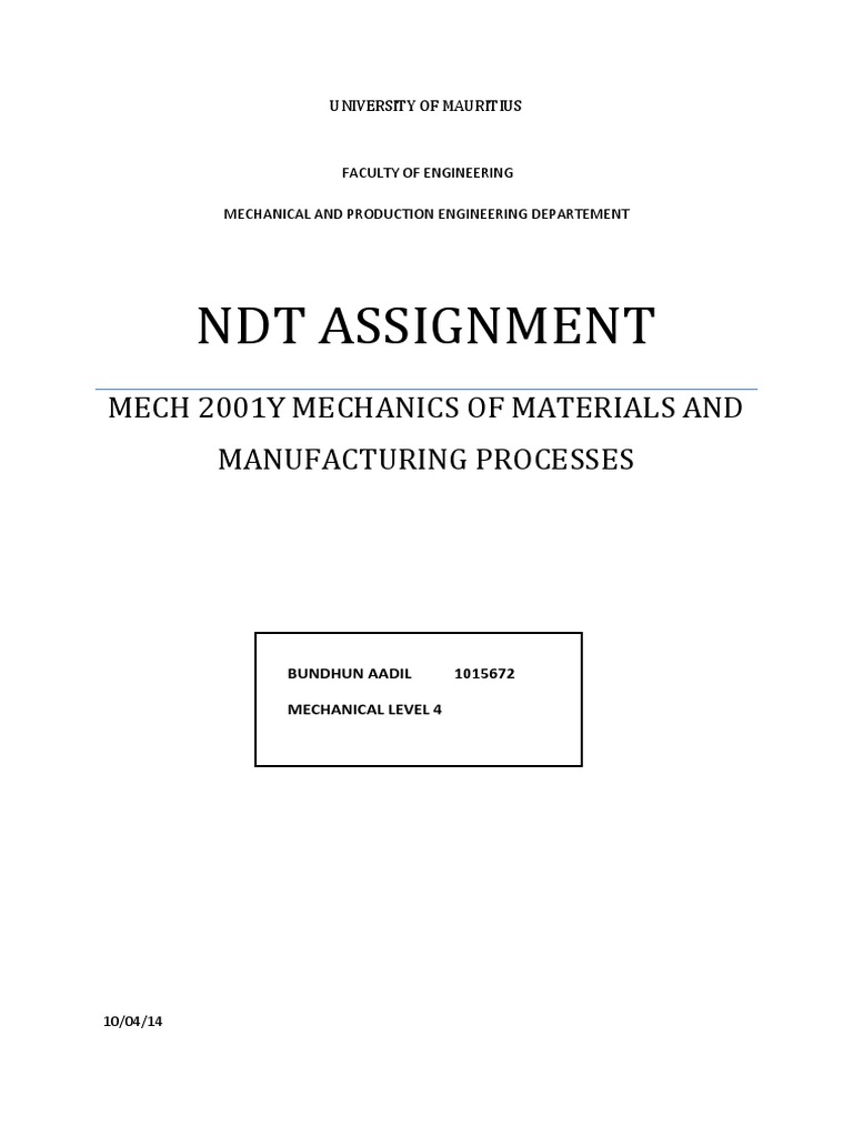 NDT Testing University of Mauritius | PDF | Nondestructive Testing ...