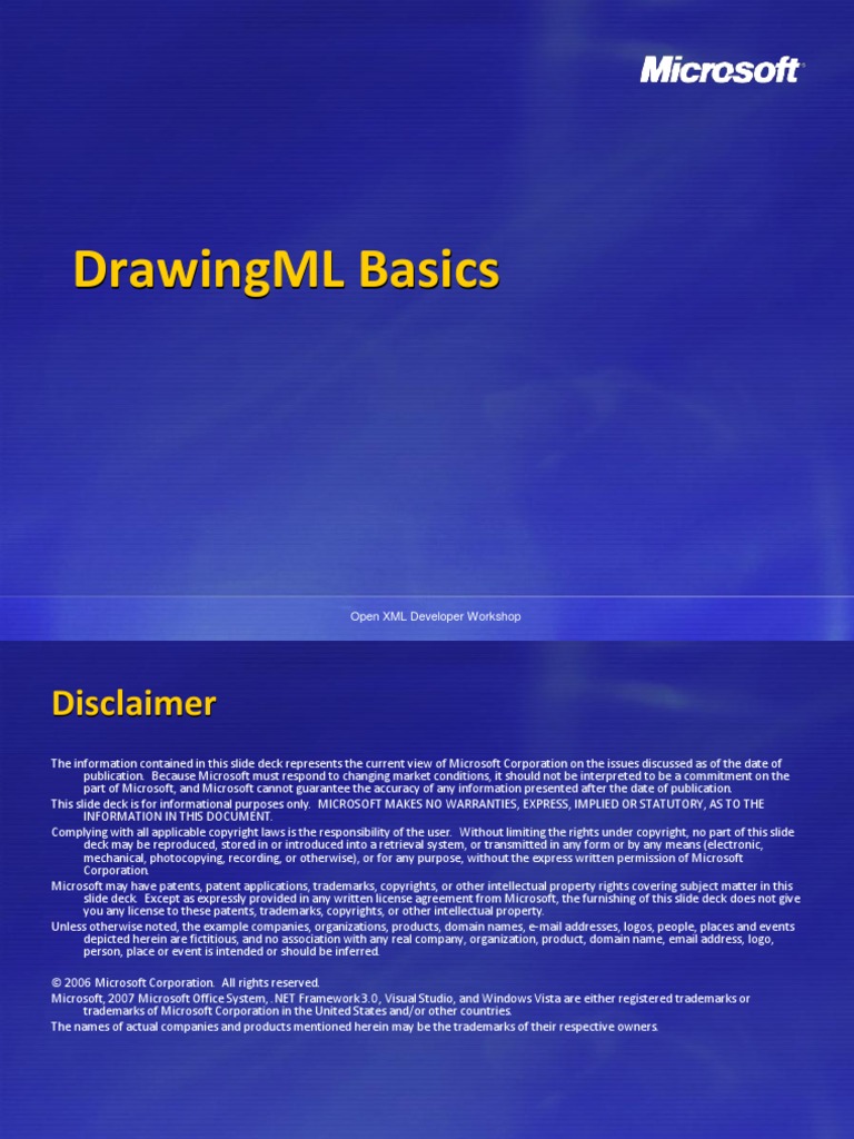 Drawingml Basics: Open XML Developer Workshop | Download Free PDF | Xml Schema | Copyright
