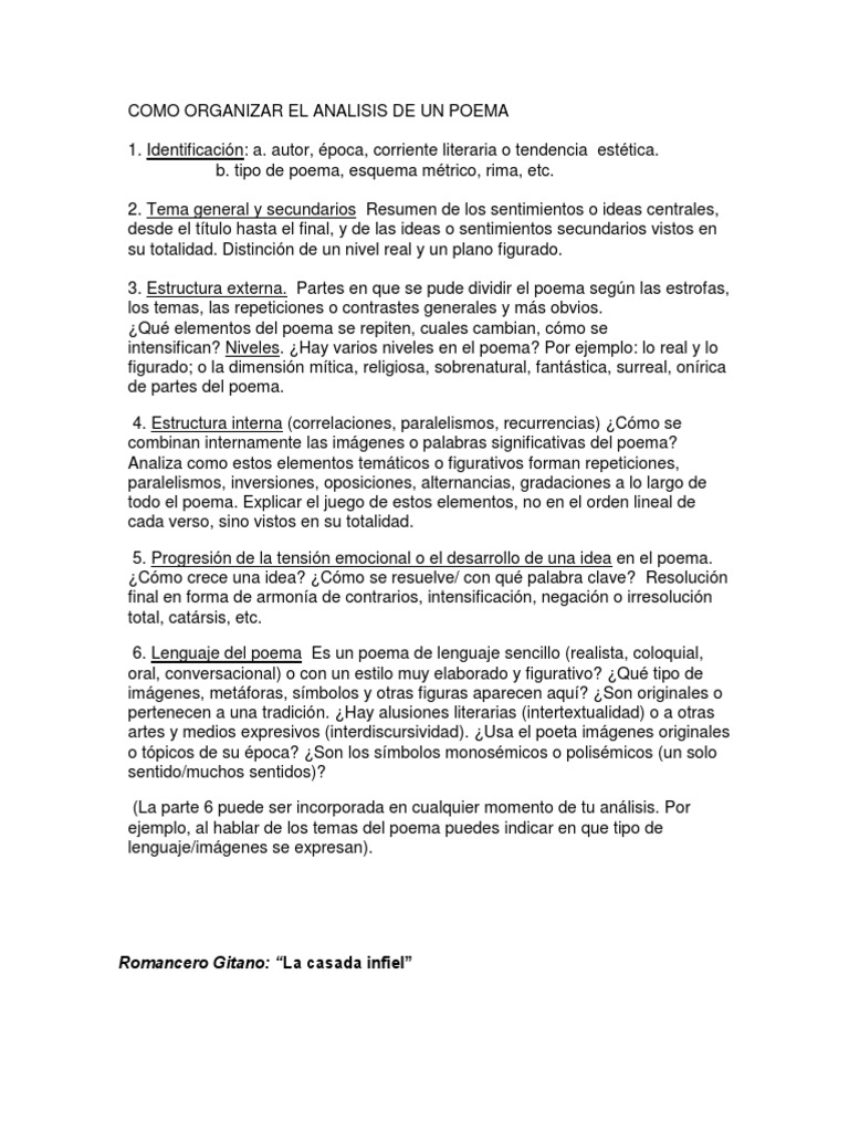 Como Organizar El Analisis de Un Poema | PDF | Poesía | Amor