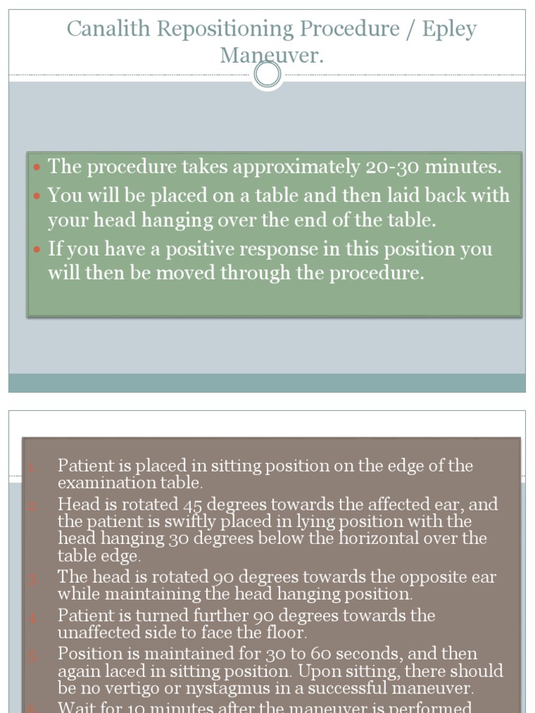 Epley Maneuver Instructions and Precautions | PDF | Wellness