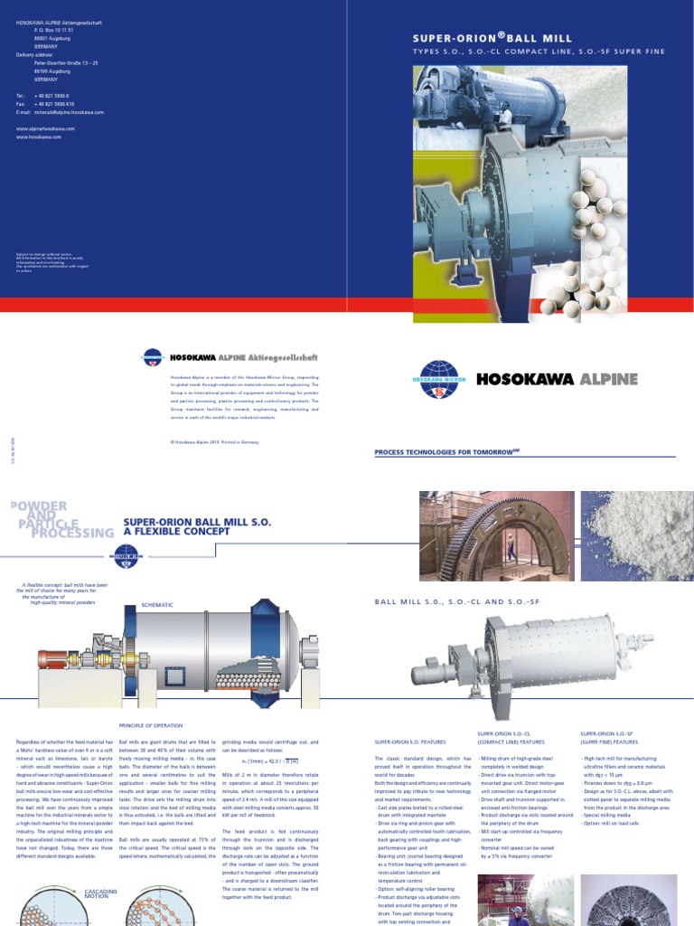 Super-Orion®Ball Mill: Types S.O., S.O.-Cl Compact Line, S.O.-Sf Super ...