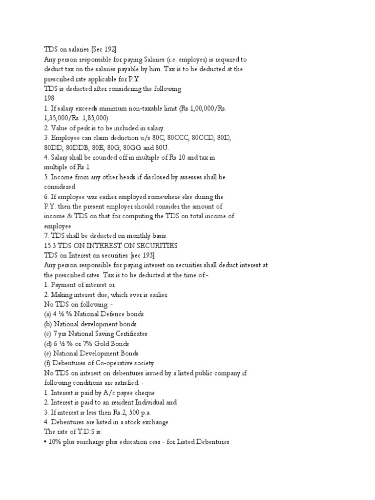 A Comprehensive Guide to Tax Deduction at Source (TDS) Under Various ...