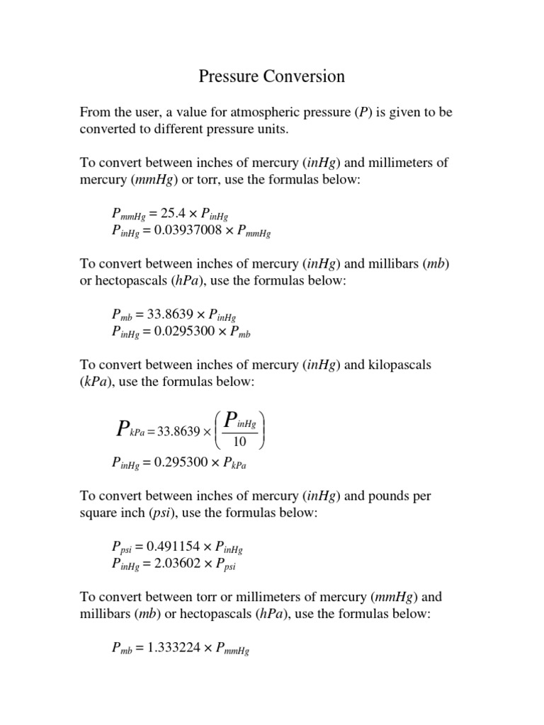 A Guide to Converting Atmospheric Pressure Values Between Common Units ...