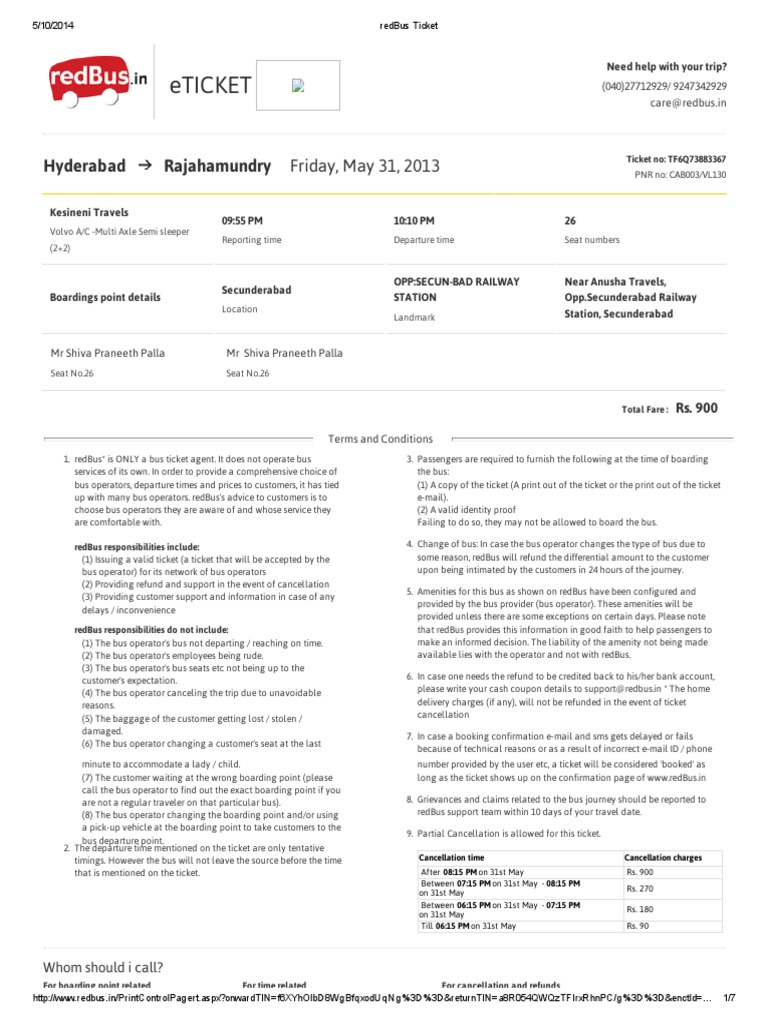 RedBus Ticket | PDF | Ticket (Admission) | Bus