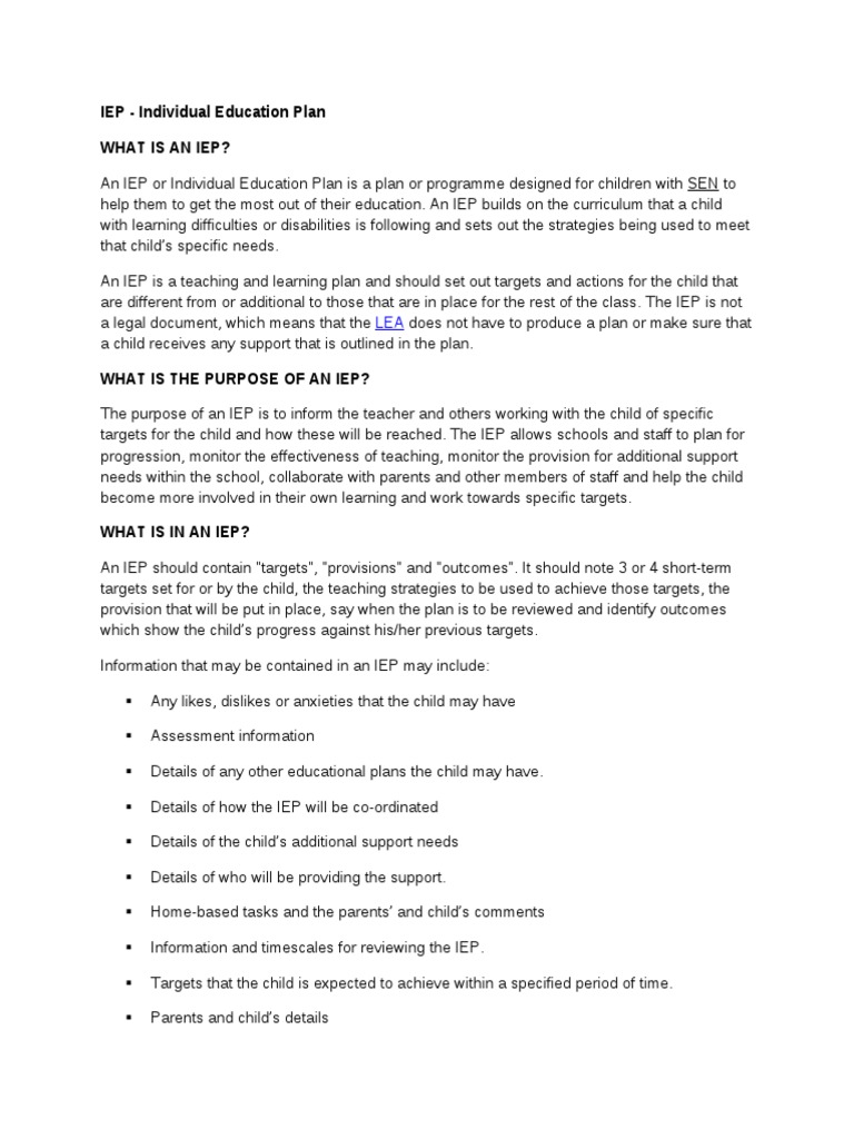 Understanding Individual Education Plans | PDF | Individualized ...