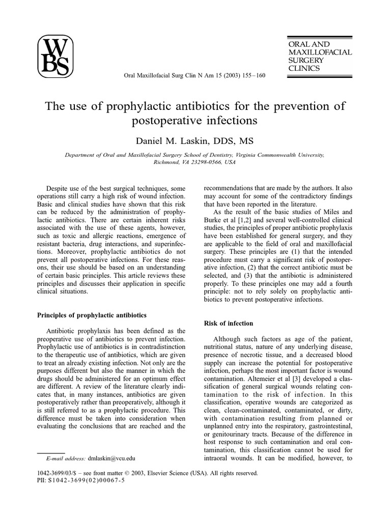 Prophylactic Antibiotics for Preventing Postoperative Infections | PDF ...