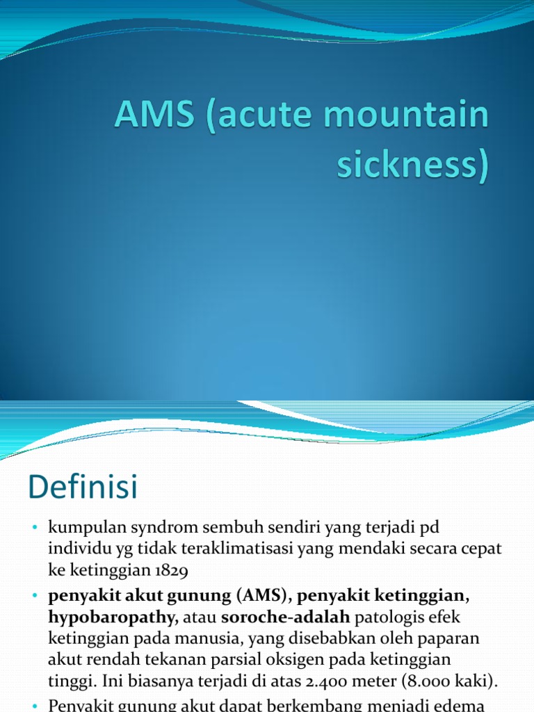 AMS (Acute Mountain Sickness) | PDF